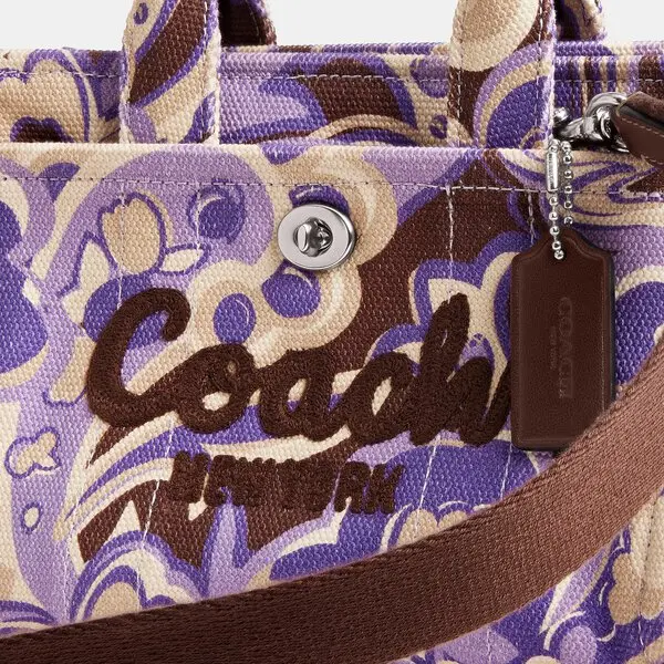 Coach Cargo Tote Bag 20 With Paisley Print In Silver/Purple